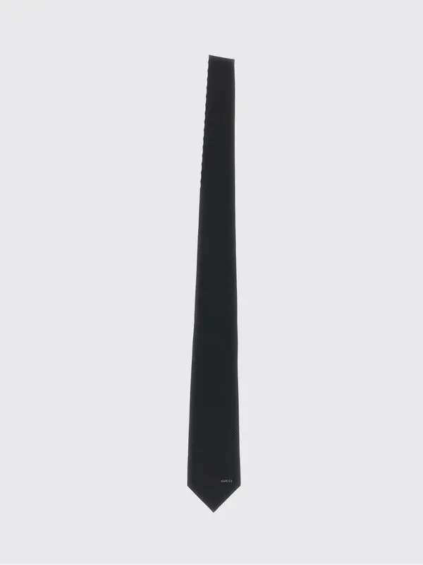 Gucci Classic Solid Colour Tie In Pure Silk With Applied Logo - Black