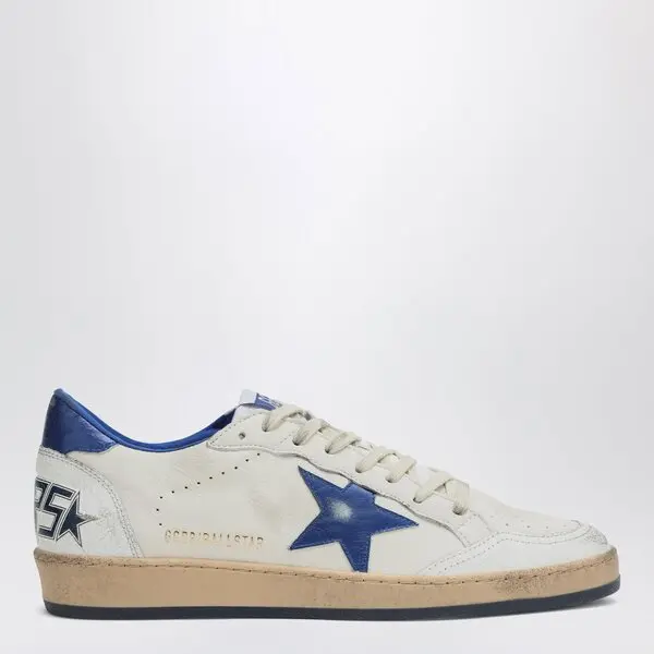 GOLDEN GOOSE Metallic Blue Ballstar Sneakers - White