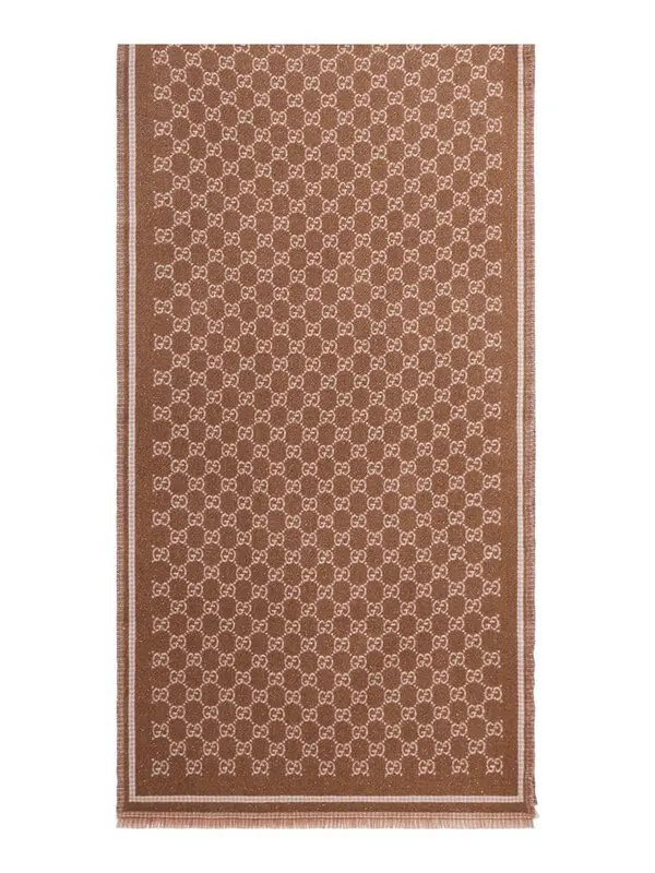 Gucci Double Side Gg Wool Scarf - Brown