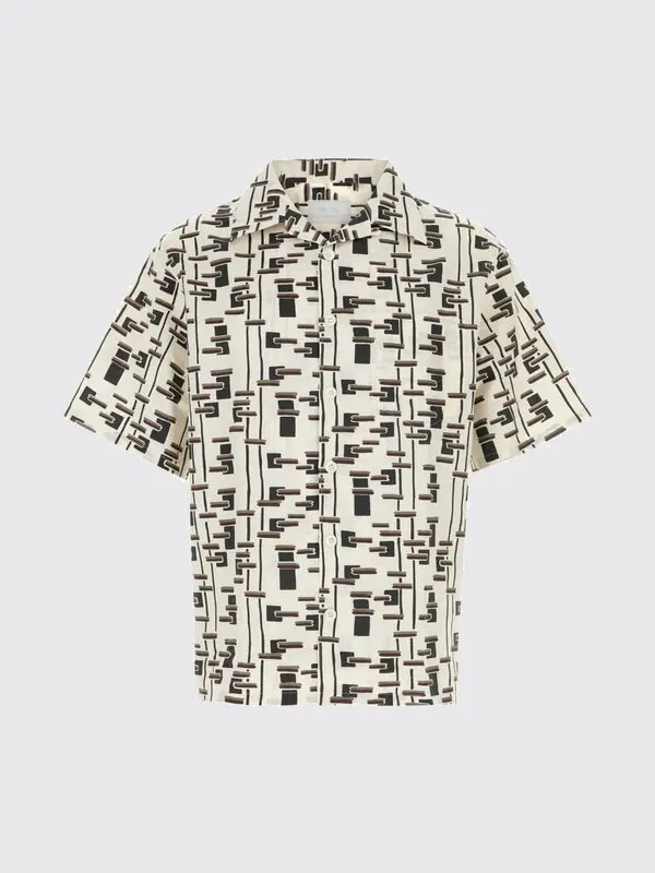 Prada Printed Cotton Poplin Shirt - Cream