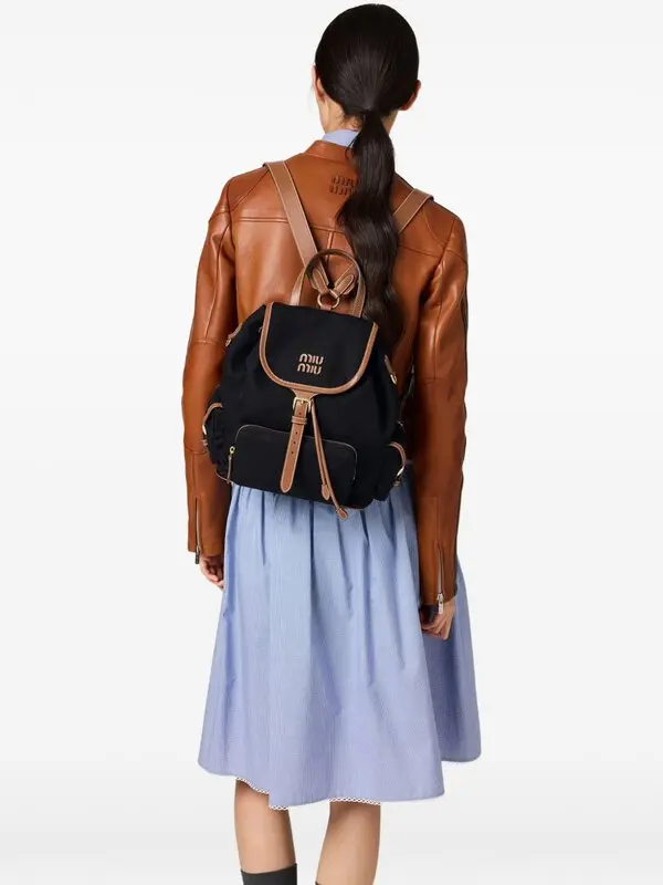 Miu Miu Canvas And Leather Large Backpack