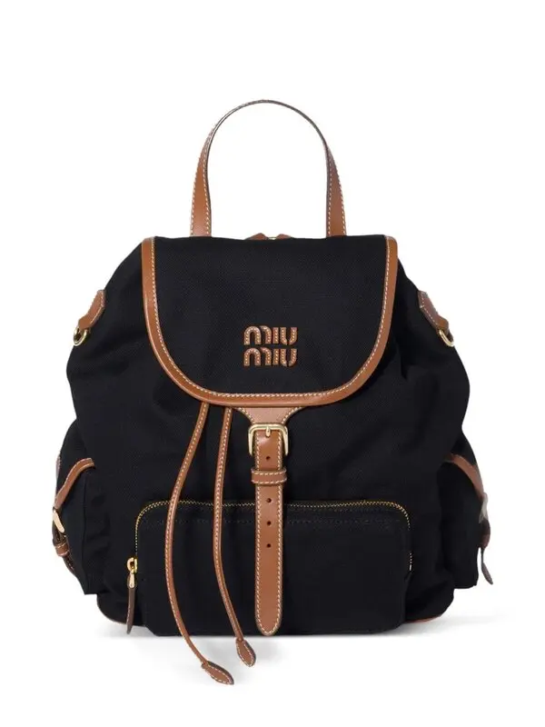 Miu Miu Canvas And Leather Large Backpack - Multicolor