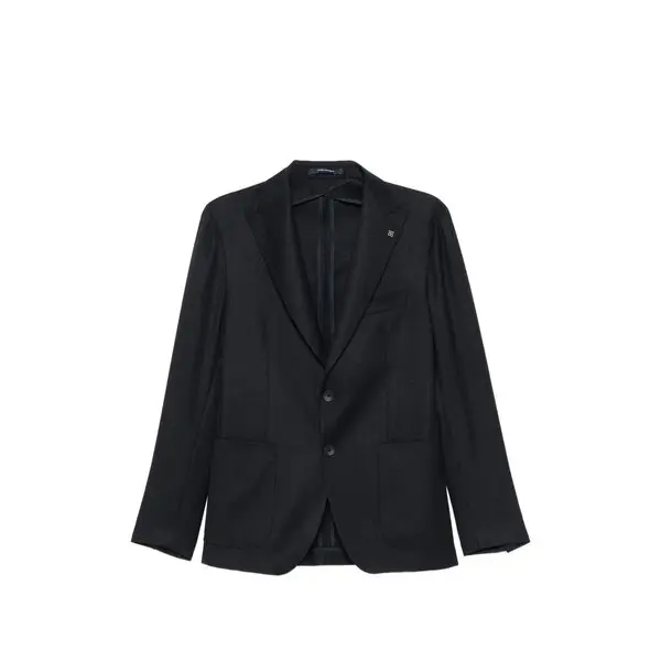 Tagliatore Virgin Wool Herringbone Blazer - Blue