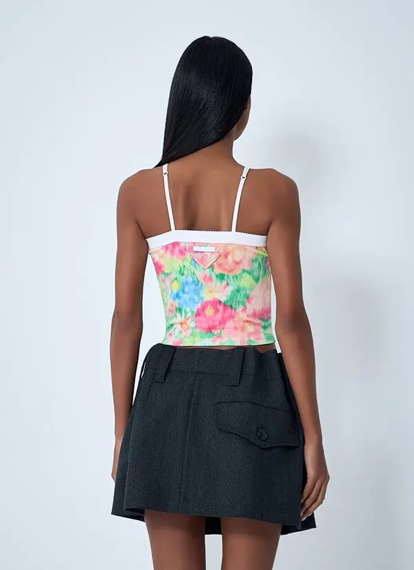 Prada Rib Floral Print Top