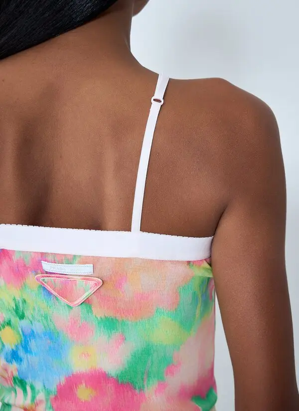 Prada Rib Floral Print Top