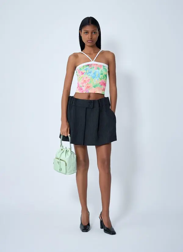 Prada Rib Floral Print Top