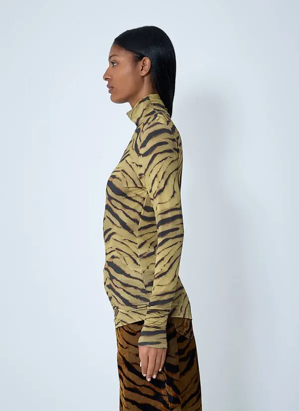GANNI Printed Mesh Top - Green