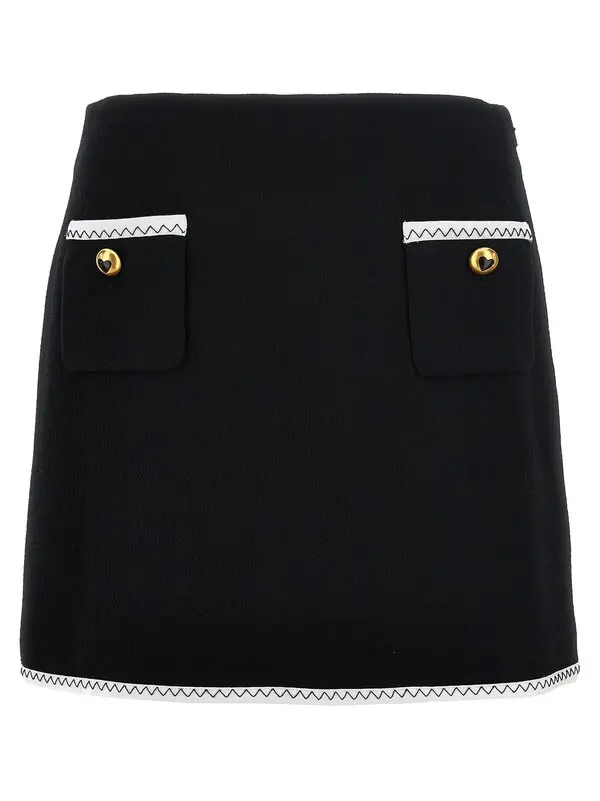 Moschino Heart Button Crepe Skirt - Multicolor