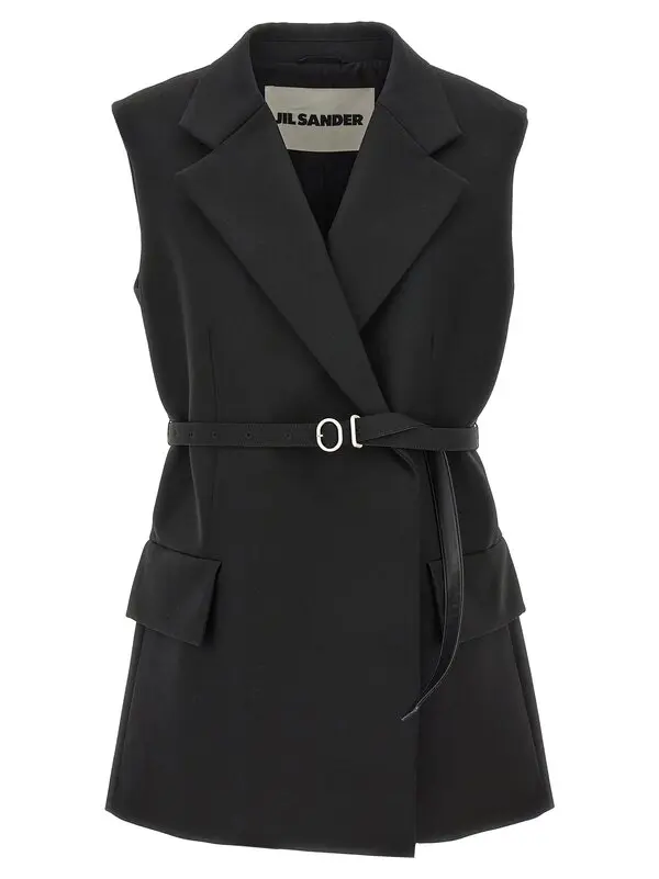 JIL SANDER Belt Wool Vest
