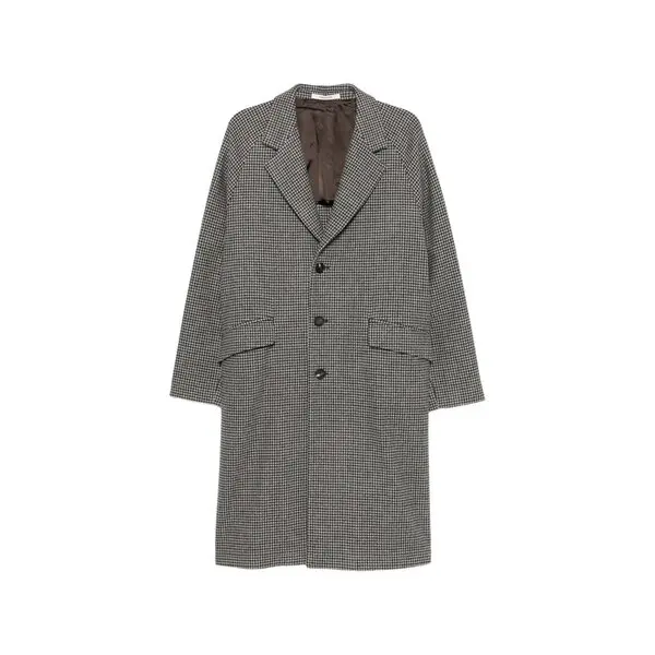 Tagliatore Houndstooth Virgin Wool Coat - Gray