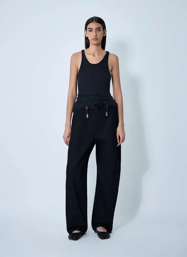 LEMAIRE Suspender Hem Wool Tank Top - Black
