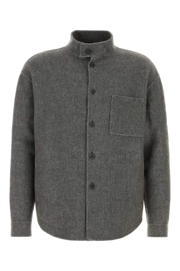 Giorgio Armani Grey Silk Blend Overshirt - Gray
