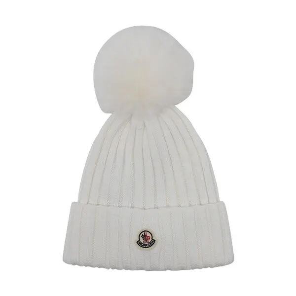 Moncler Logo Beanie With Pon Pon