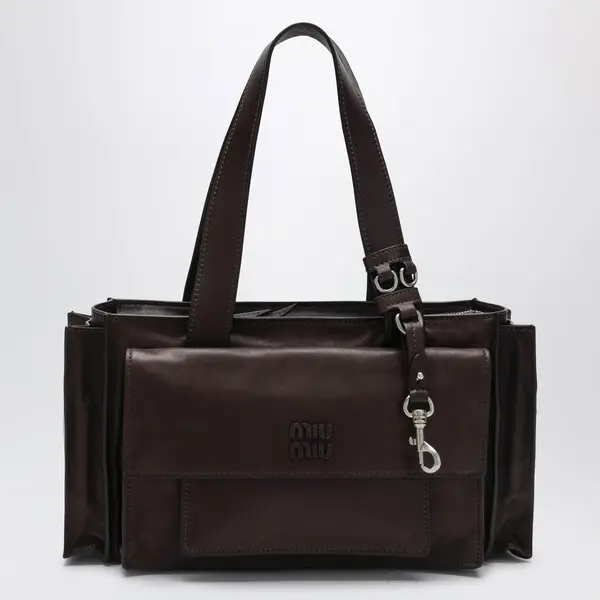 Miu Miu Utilitaire Shopping Bag In Antique-effect Lambskin, Burnt - Brown