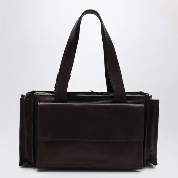 Miu Miu Utilitaire Shopping Bag In Antique-effect Lambskin, Burnt - Brown