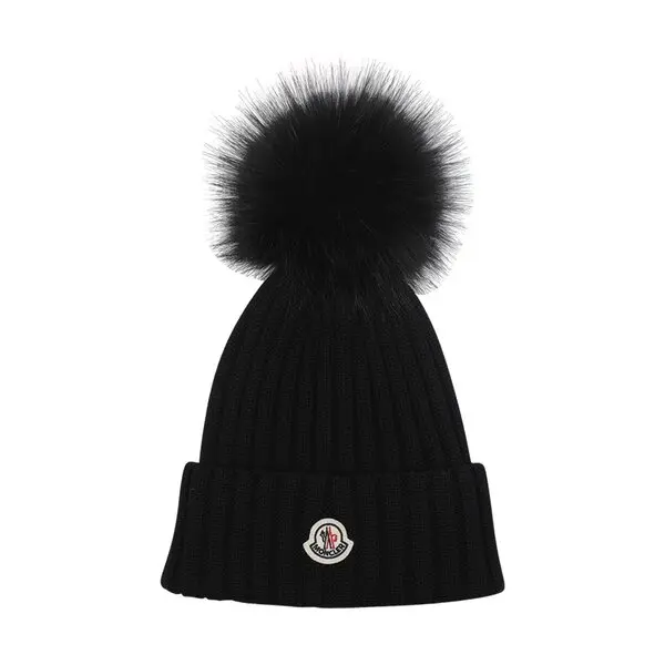 Moncler Logo Beanie With Pon Pon