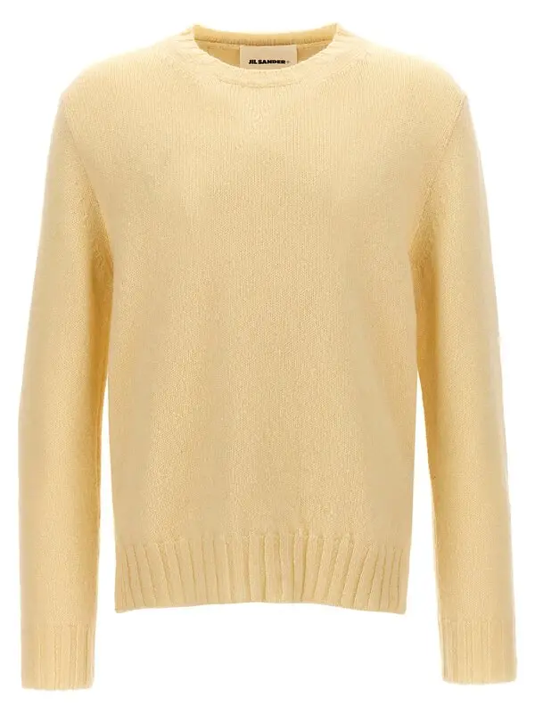 JIL SANDER Wool Blend Crew Neck Sweater - Cream