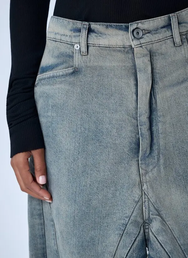Rick Owens Slivered Denim Skirt