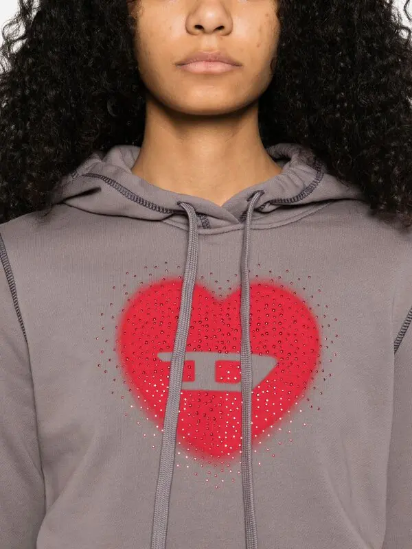 DIESEL® Cotton Graphic Cropped Hoodie - Multicolor