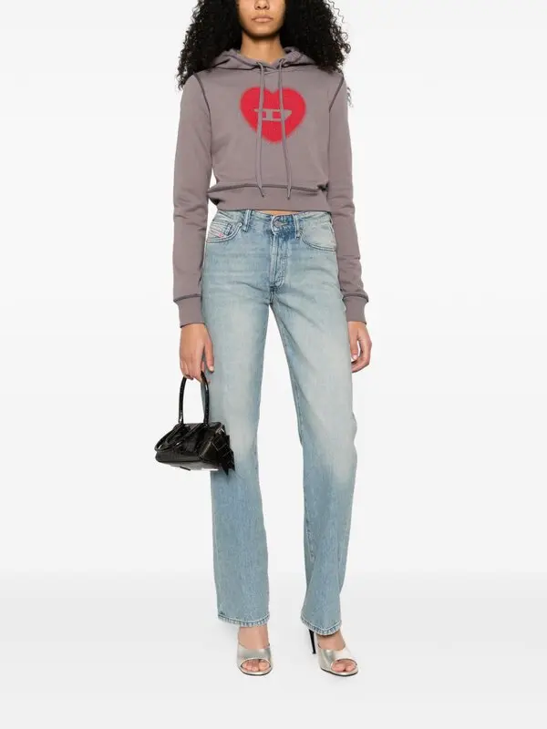 DIESEL® Cotton Graphic Cropped Hoodie - Multicolor
