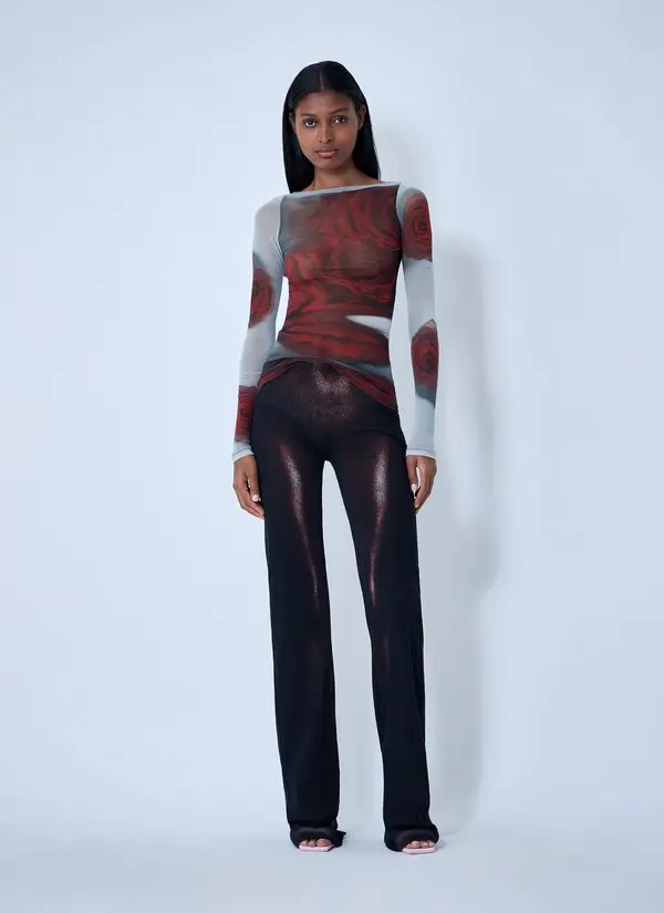 JEAN PAUL GAULTIER Blurry Roses Mesh Tank Top - White