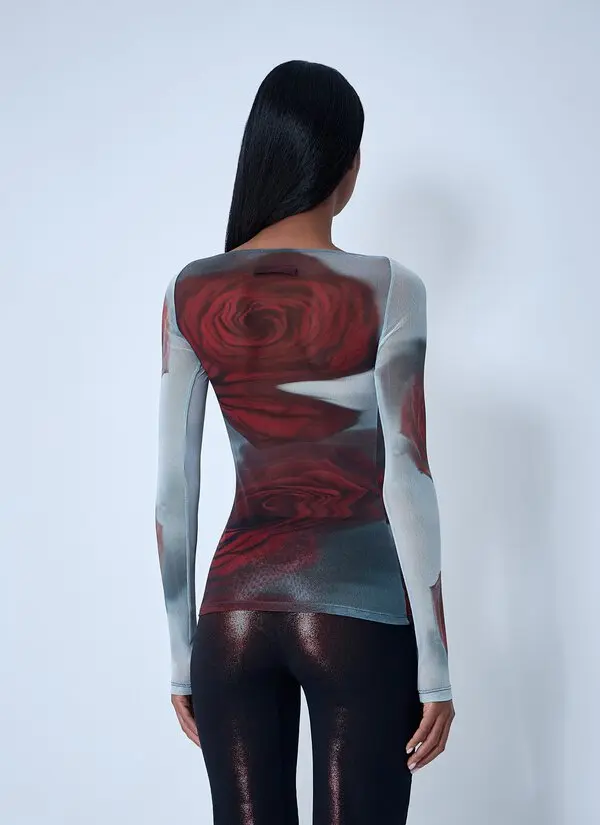 JEAN PAUL GAULTIER Blurry Roses Mesh Tank Top - White
