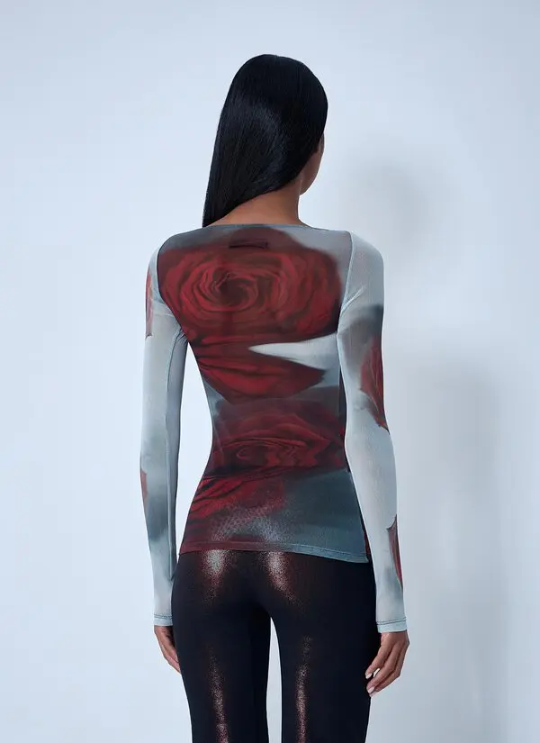 JEAN PAUL GAULTIER Blurry Roses Mesh Tank Top - White