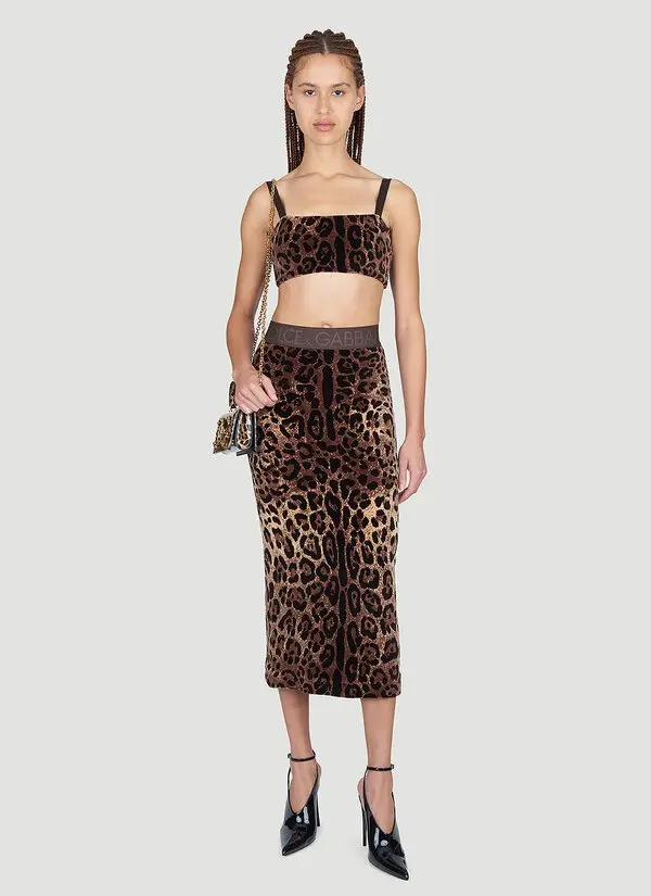 Dolce & Gabbana Leopard Print Crop Top - Brown