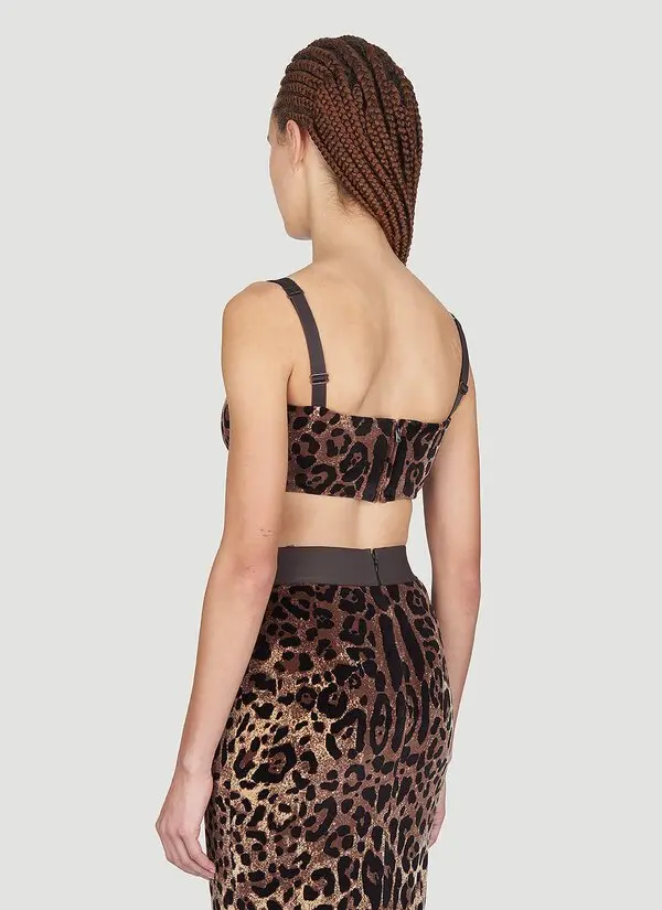 Dolce & Gabbana Leopard Print Crop Top - Brown