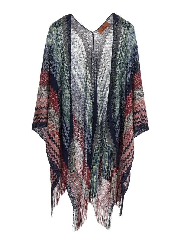 Missoni Cape With Multicolored Motif And Tech Fabric, Multicolored