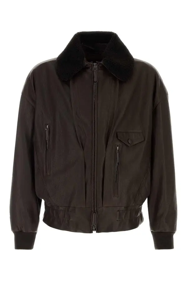 Giorgio Armani Dark Leather Jacket - Brown