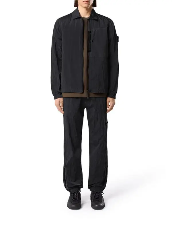 Stone Island Nylon Overshirt With Badge - Black