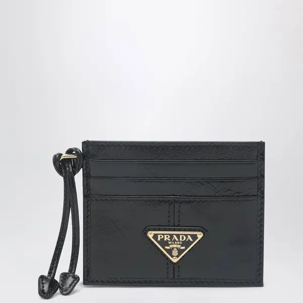 Prada Leather Card Holder With Triangle Logo