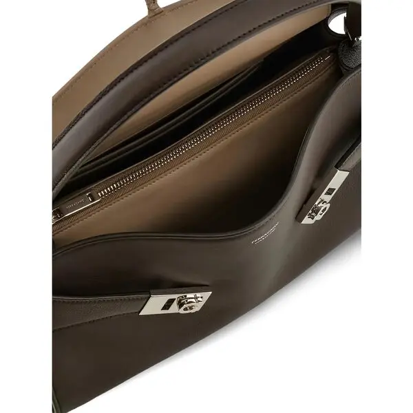 FERRAGAMO Soft Hug Calfskin Shoulder Bag - Brown