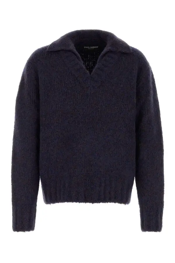 Dolce & Gabbana Wool Blend Ribbed Collar Sweater - Multicolor