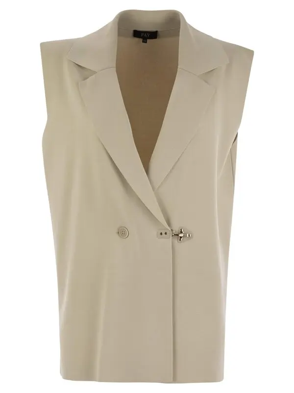 FAY Technical Viscose Knitted Vest - Cream