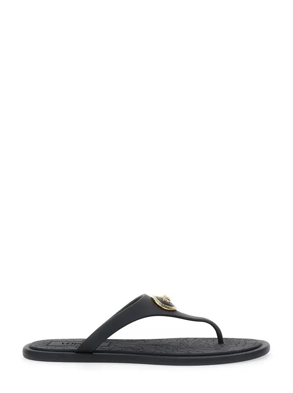 Versace Rubber Medusa Detail Slides - Black
