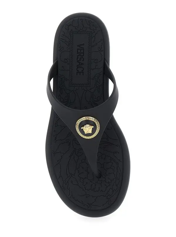 Versace Rubber Medusa Detail Slides - Black