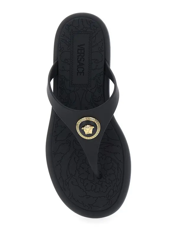 Versace Rubber Medusa Detail Slides - Black