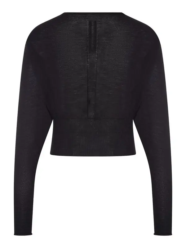Rick Owens Cropped V-neck Sweater - Black