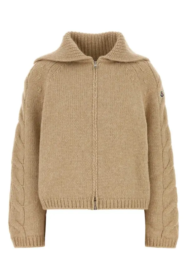 Moncler Beige Alpaca Blend Cardigan - Brown