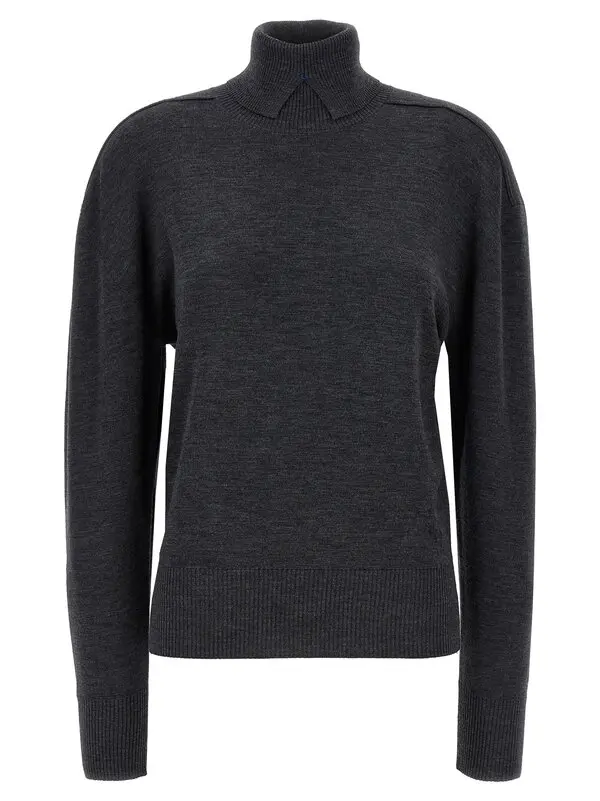 Burberry High Neck Wool Sweater - Gray
