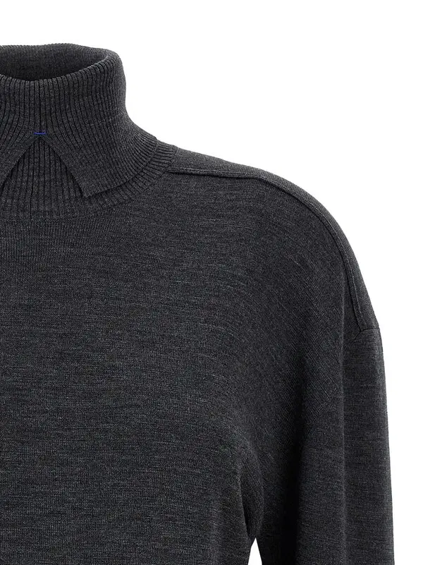 Burberry High Neck Wool Sweater - Gray