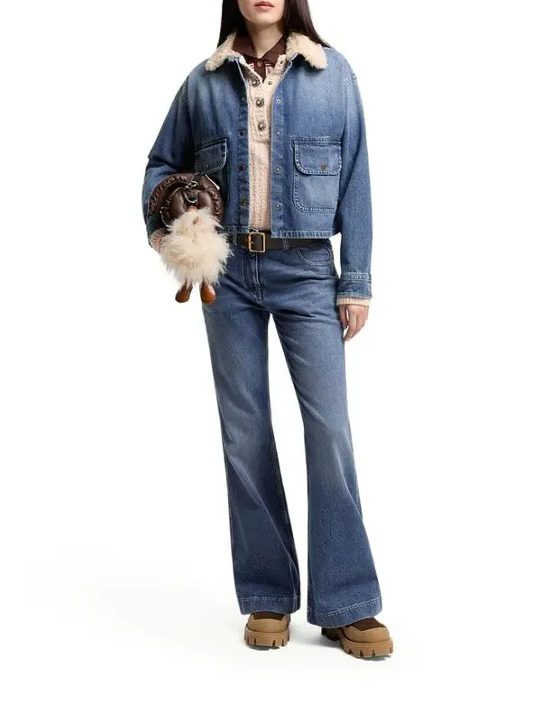 Moncler Denim Shirt With Teddy Trim