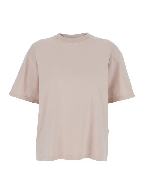 GOLDEN GOOSE Pink Crew Neck T-shirt With Maxi Logo On The Back In Cotton For - Multicolor