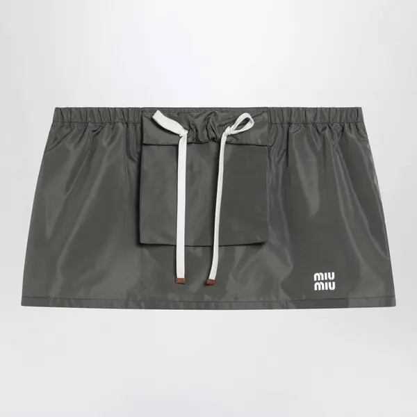Miu Miu Tela Tec Miniskirt With Front Pocket - Green