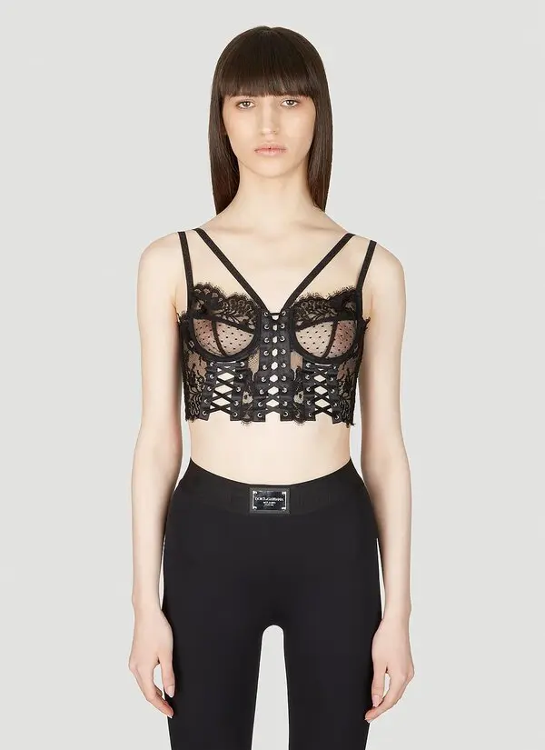 Dolce & Gabbana Floral Lace Bralette Top - Black
