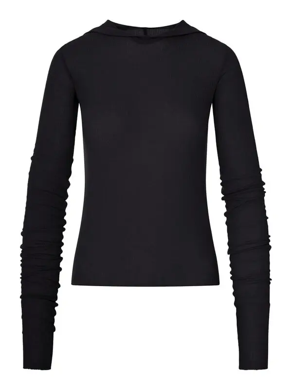 Rick Owens Ribbed Knit Hoodie - Black