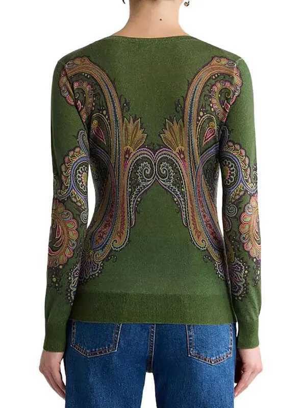 Etro Silk And Cashmere Paisley Sweater - Green