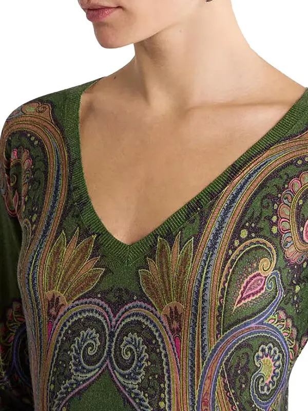 Etro Silk And Cashmere Paisley Sweater - Green